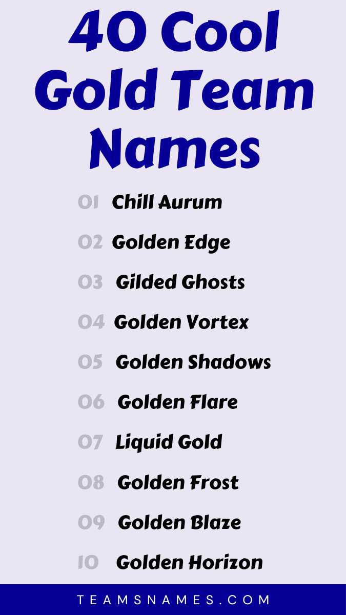 445 Best Gold Team Names That Shine Brighter Than Gold