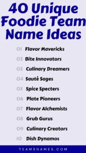 580 Best Foodie Team Names to Satisfy Your Team’s Cravings