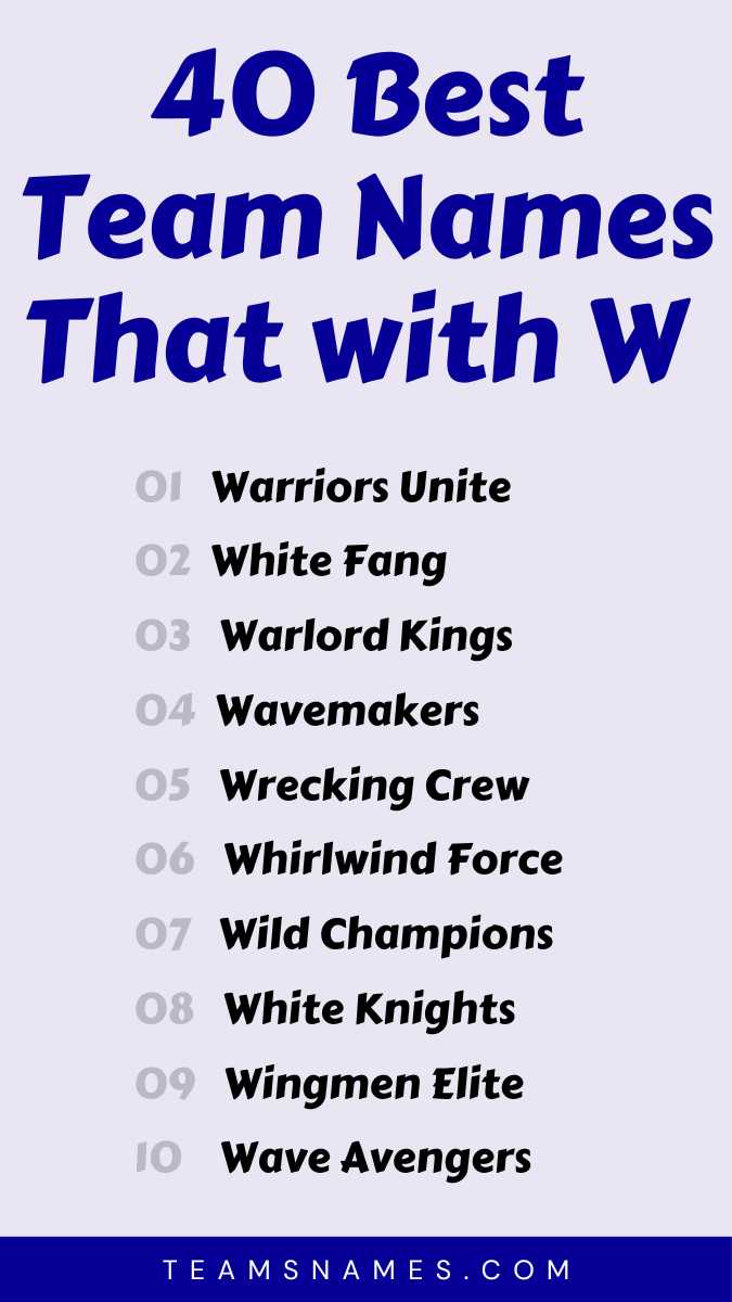 560 Best Team Names That Start with W for Winning