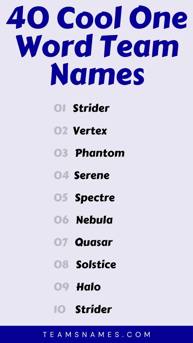 575 Cool Catchy One Word Team Names Just For You 575 Cool Catchy One Word Team Names Just For You