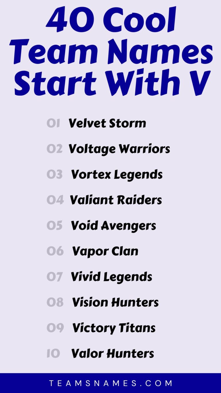 440 Cool Team Names That Start With V for Success