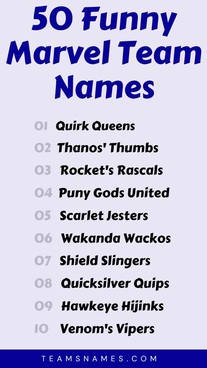 445 Brilliant Marvel Team Names for Superhero Fans