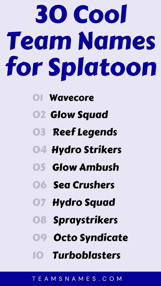 380 Legendary Splatoon Team Names for Squid Squad Success