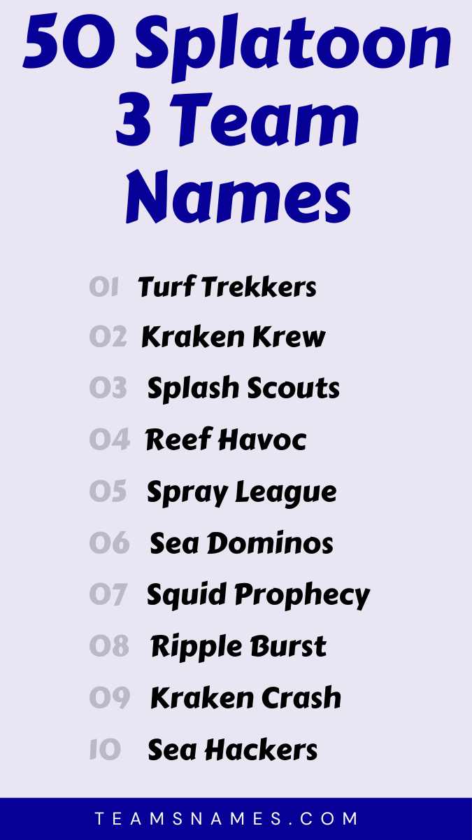 380 Legendary Splatoon Team Names for Squid Squad Success