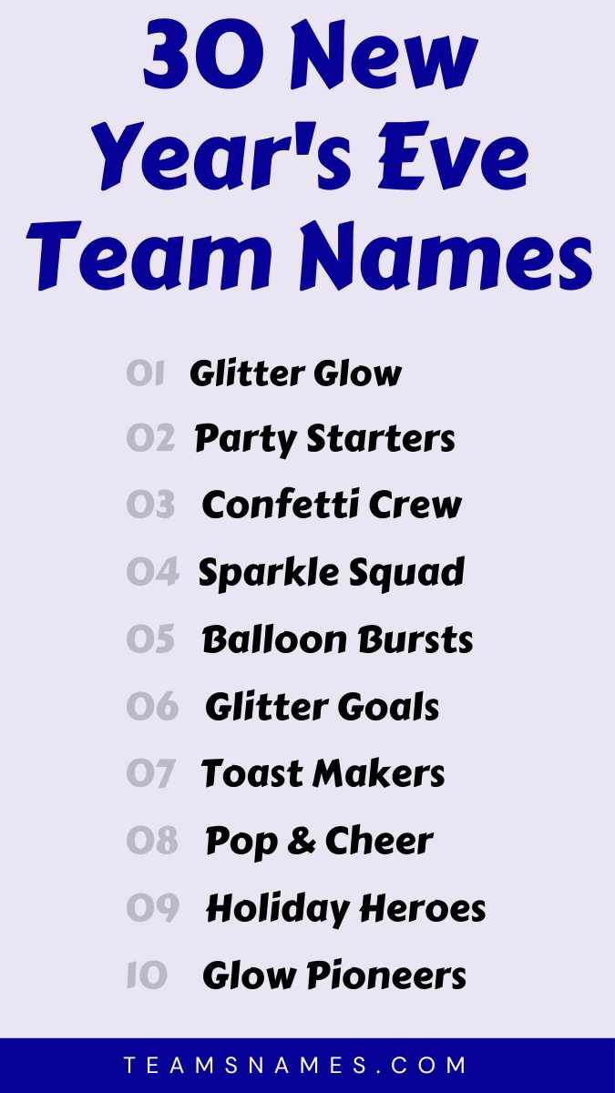 360 Best New Year Team Names to Make Party Memorable
