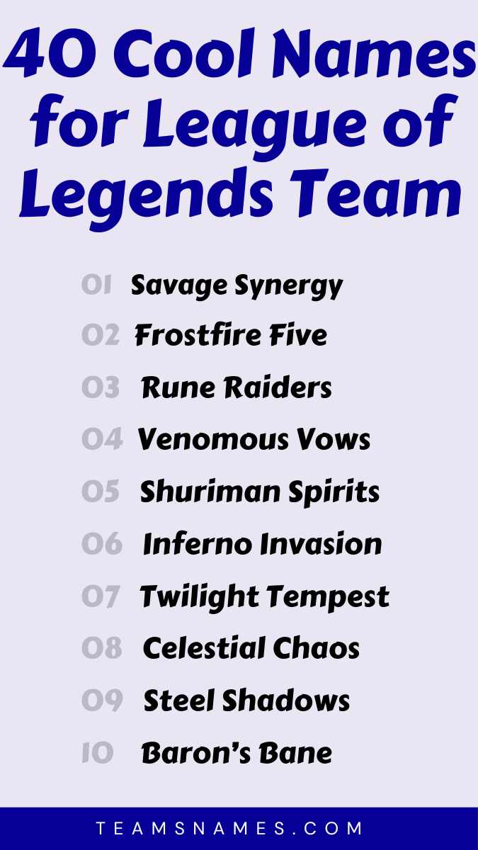 560 Amazing League of Legends Team Names for Gamers